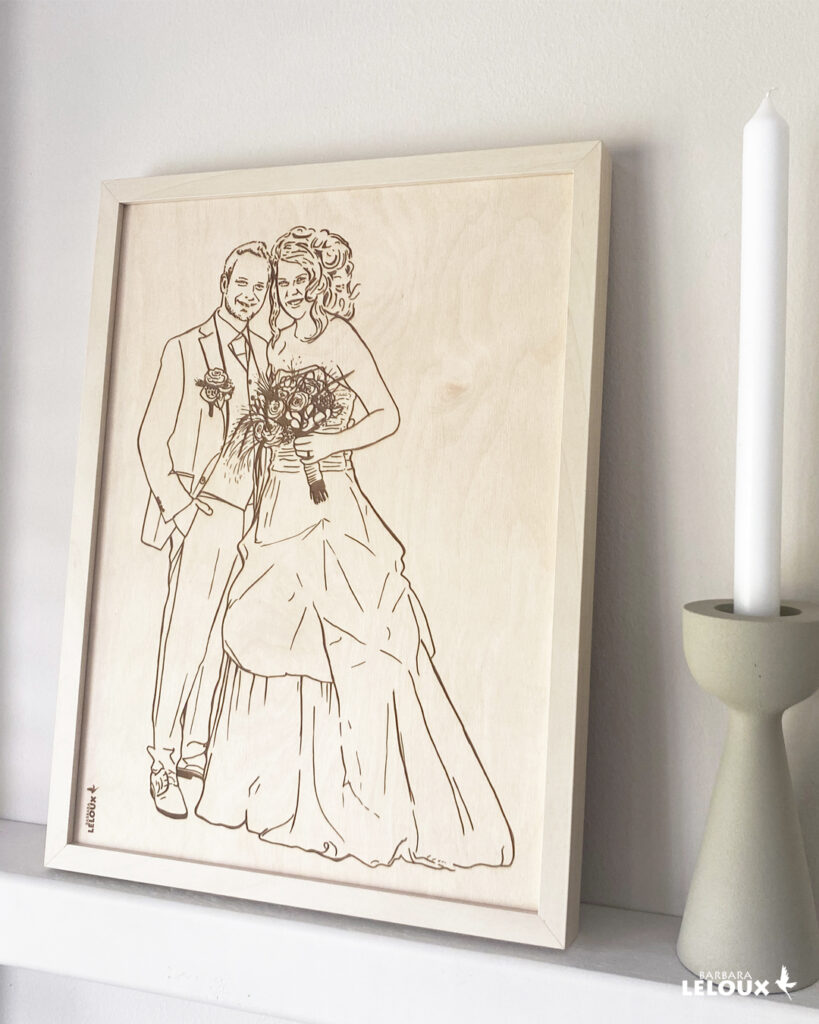 Portret gegraveerd op hout S - Barbara Leloux
