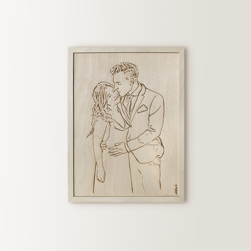 Portret gegraveerd op hout S - Barbara Leloux