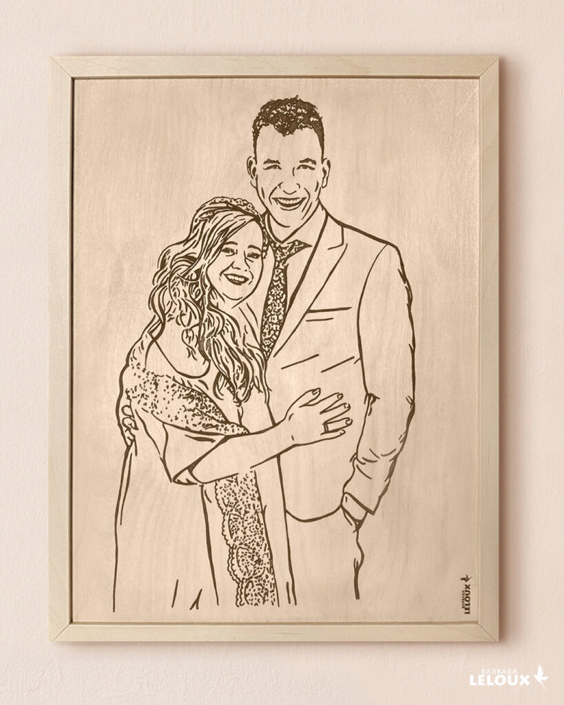 Portret gegraveerd op hout M - Barbara Leloux